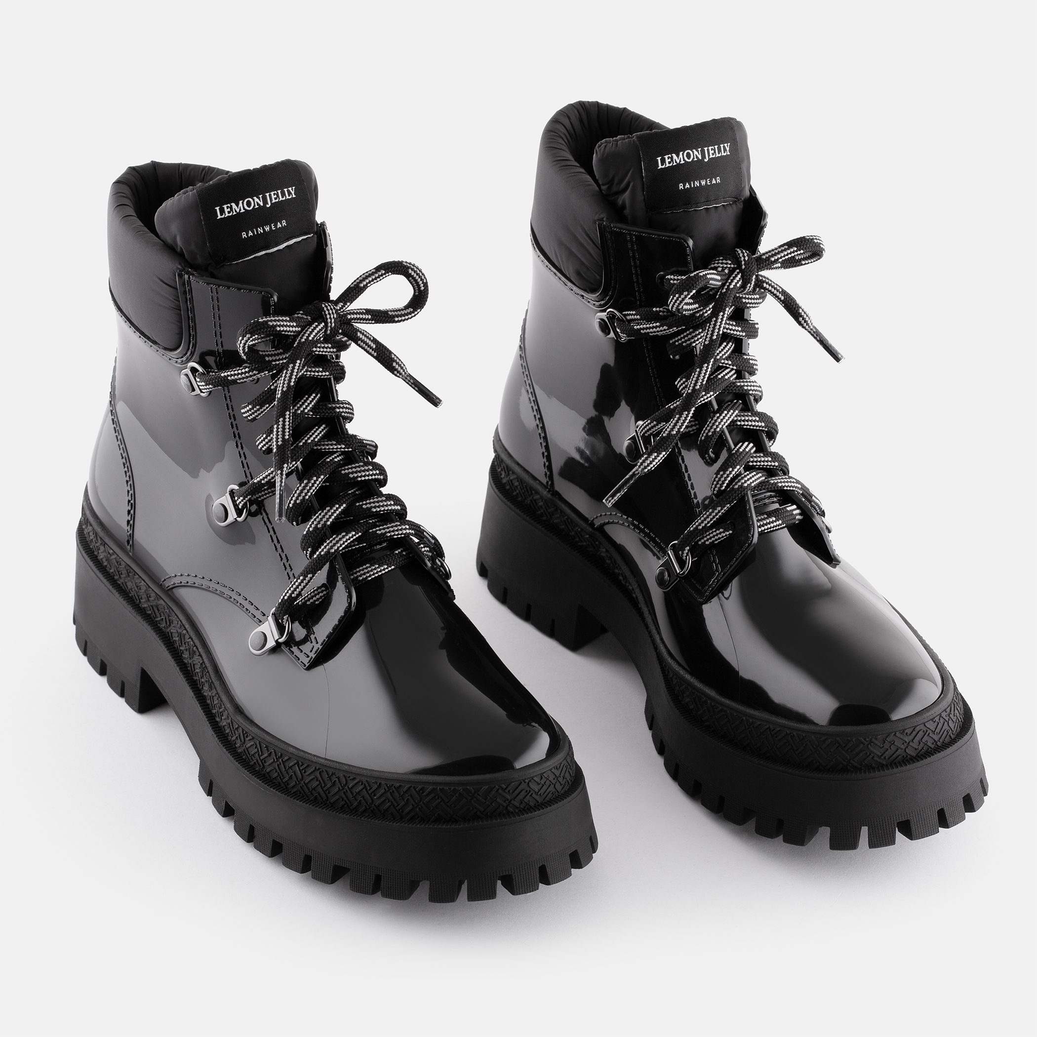 Lemon Jelly Boots | Vegan Black Chunky Boots w/ Laces SIERRA 01 - 10020095